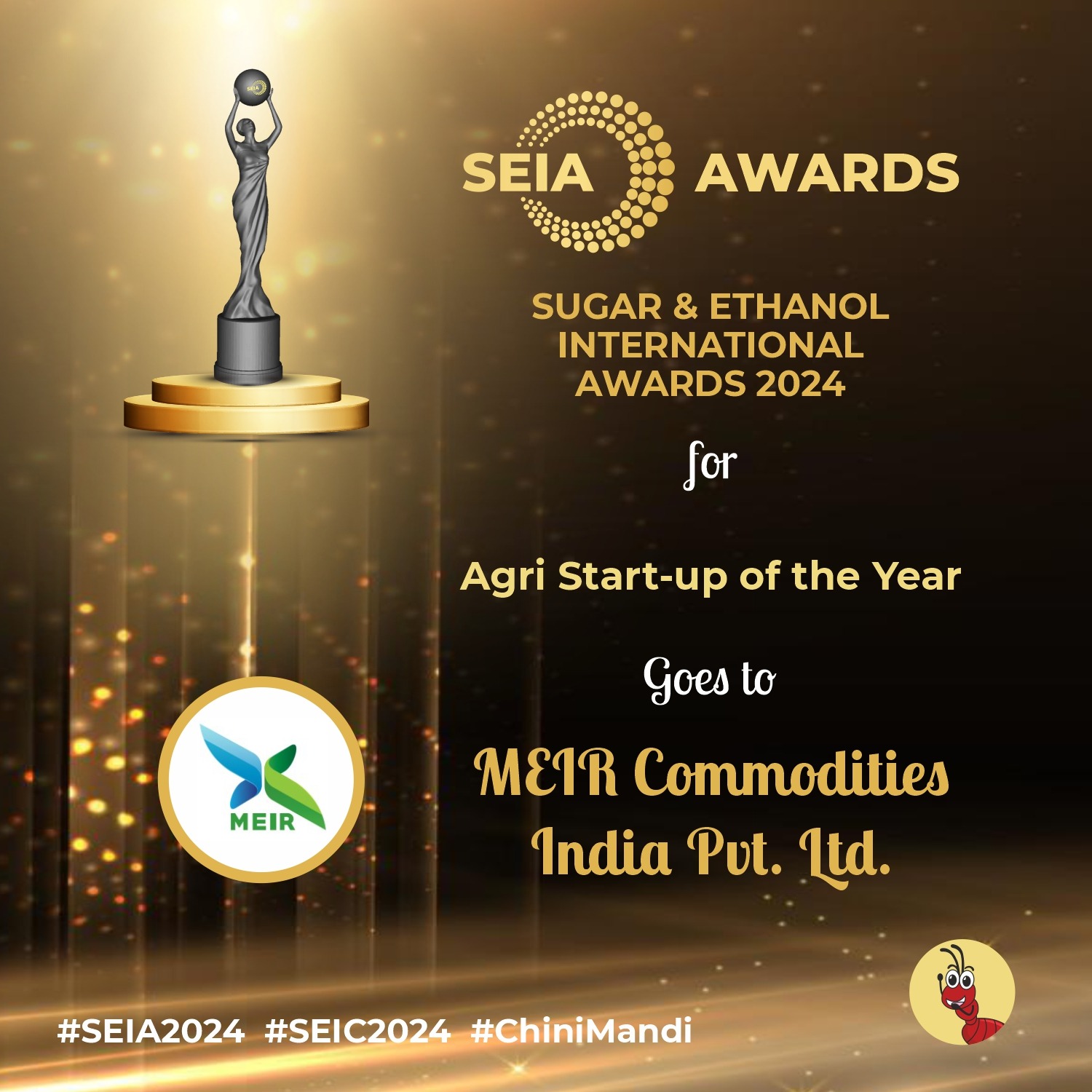 SEIA 2024: MEIR Commodities receives award for Agri Start-up of the Year - ChiniMandi